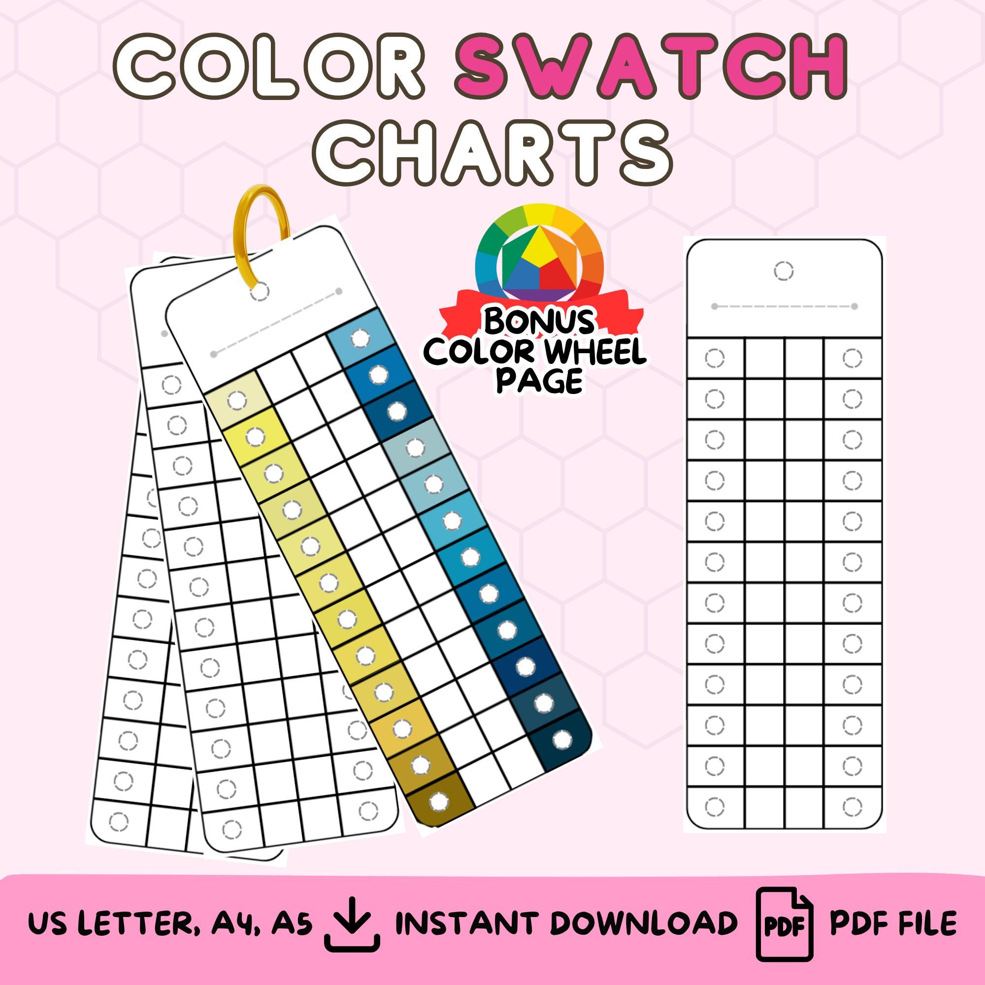 Printable Color Swatch Chart Template: 48 Color Layout (PDF) - Etsy