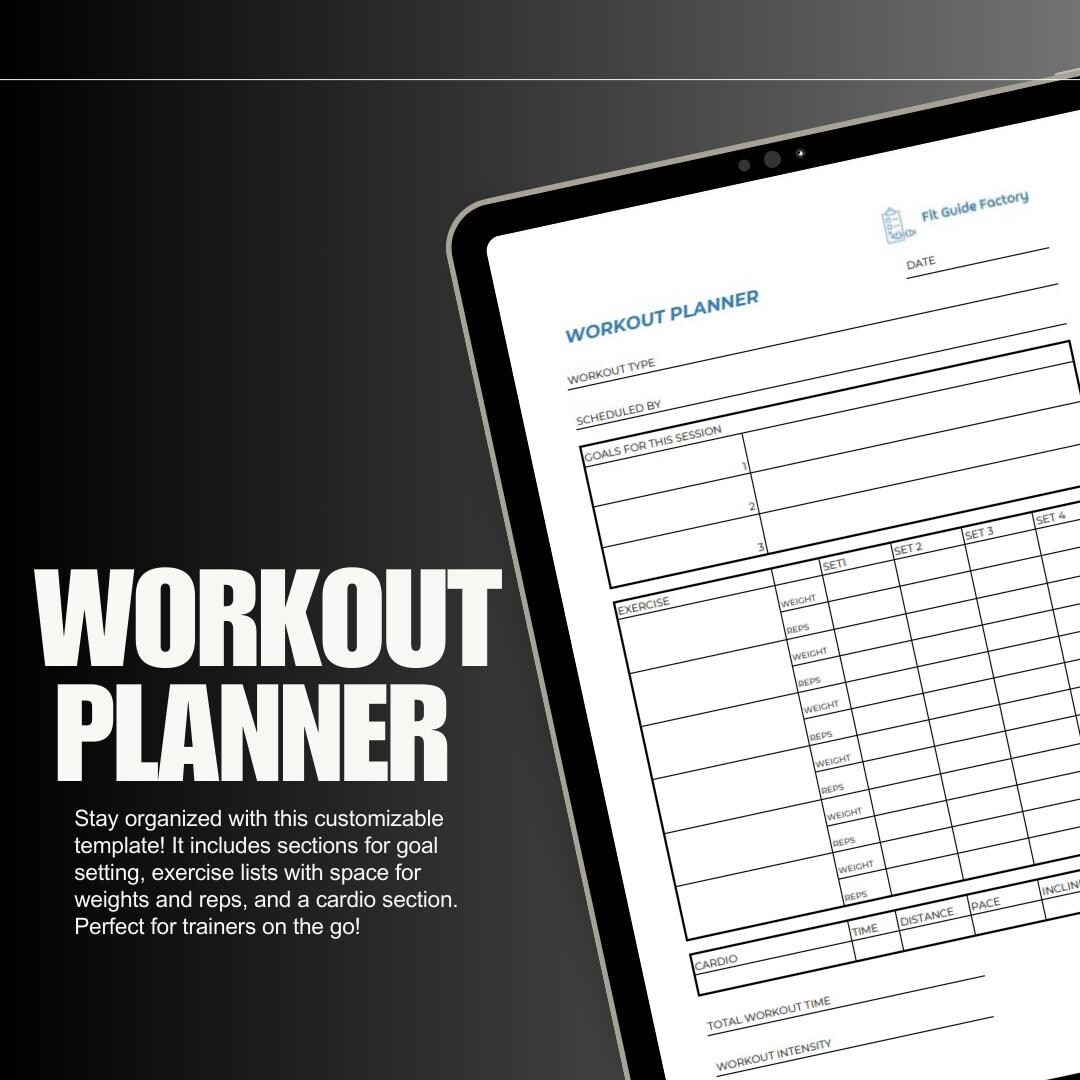Digital Workout Planner Guide | Personal Trainer Materials | Fitness ...