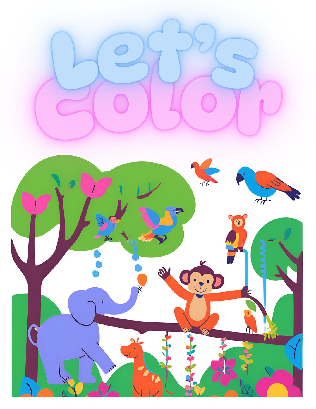 Let’s Color: A Fun & Easy Animal Coloring Printout for Kids! - Etsy