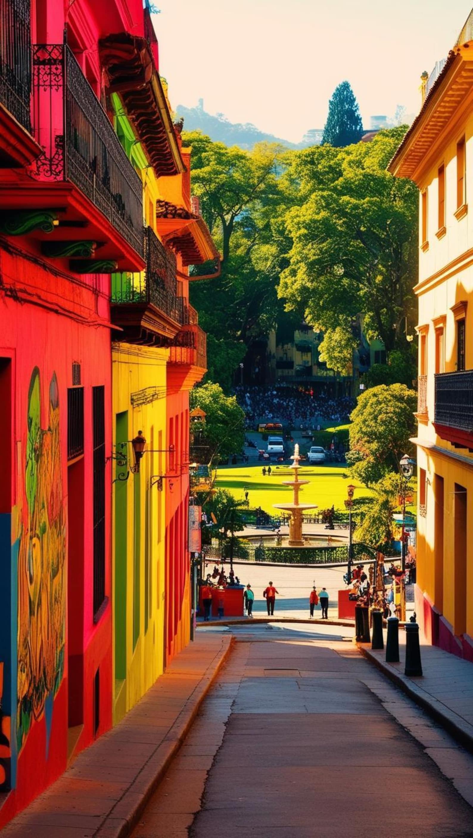 A Colorful Street in Bogotá, Colombia, With Vibrant Buildings Leading ...