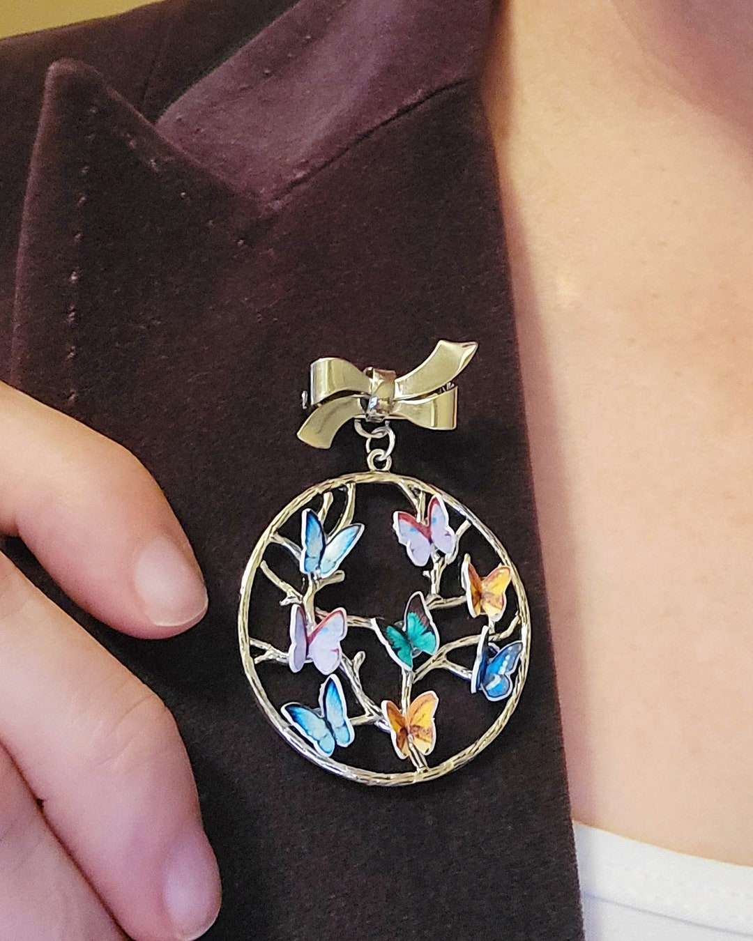 Family Birthstone Brooch: Silver Tree of Life Pin With Recycled Paper ...