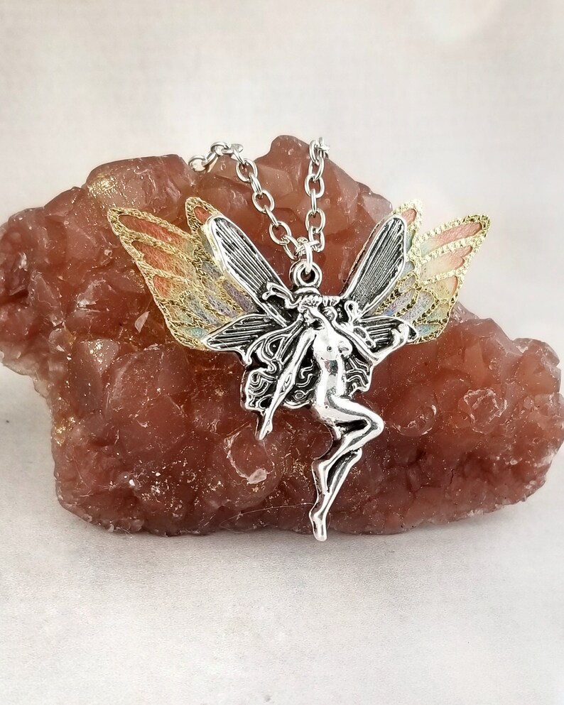 Silver Fairy Necklace Fairy Necklace Fairy Wings Fairy | Etsy