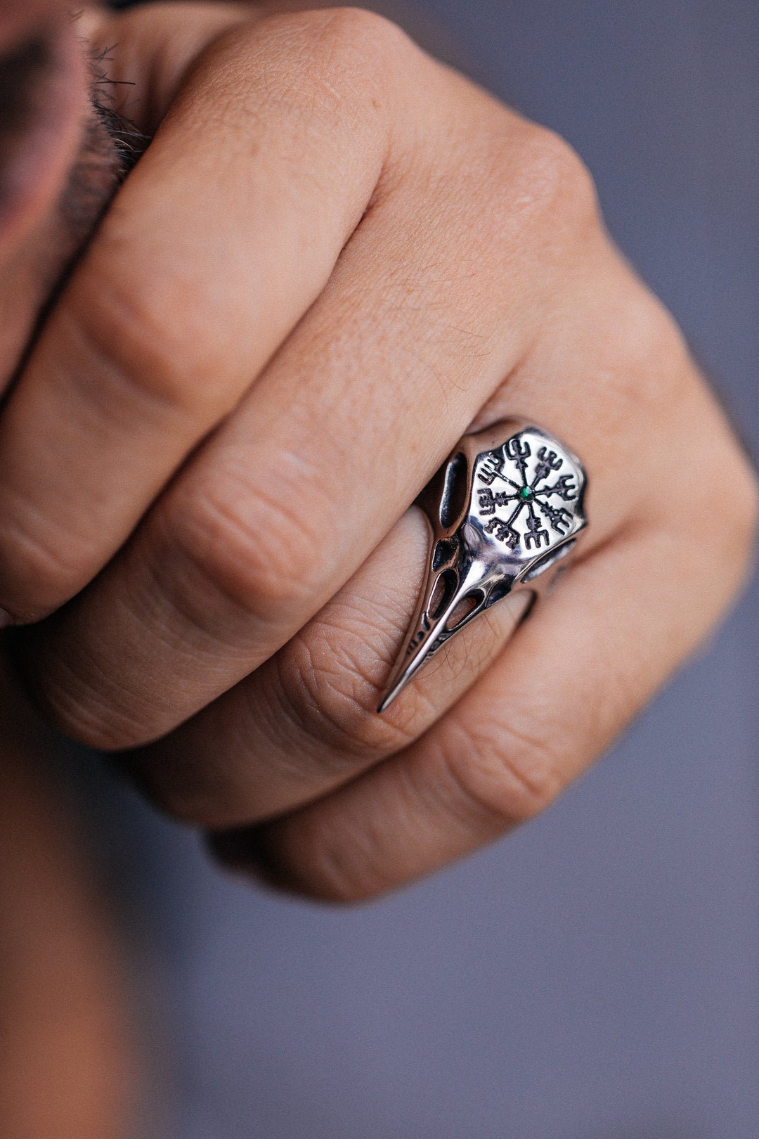 Bird Skull Viking Ring: Runes, Gothic Norse Jewelry - Etsy