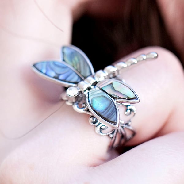 Silver Dragonfly Ring - Etsy