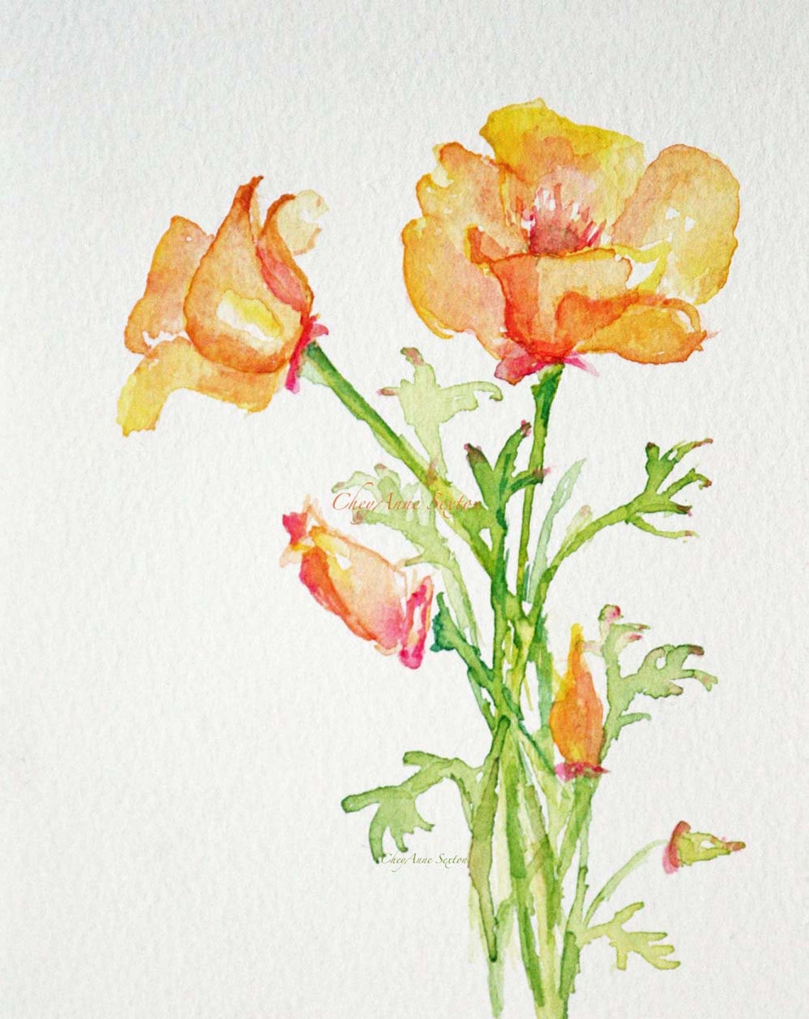 Poppy Art California Poppy Painting by Cheyanne Sexton - Etsy