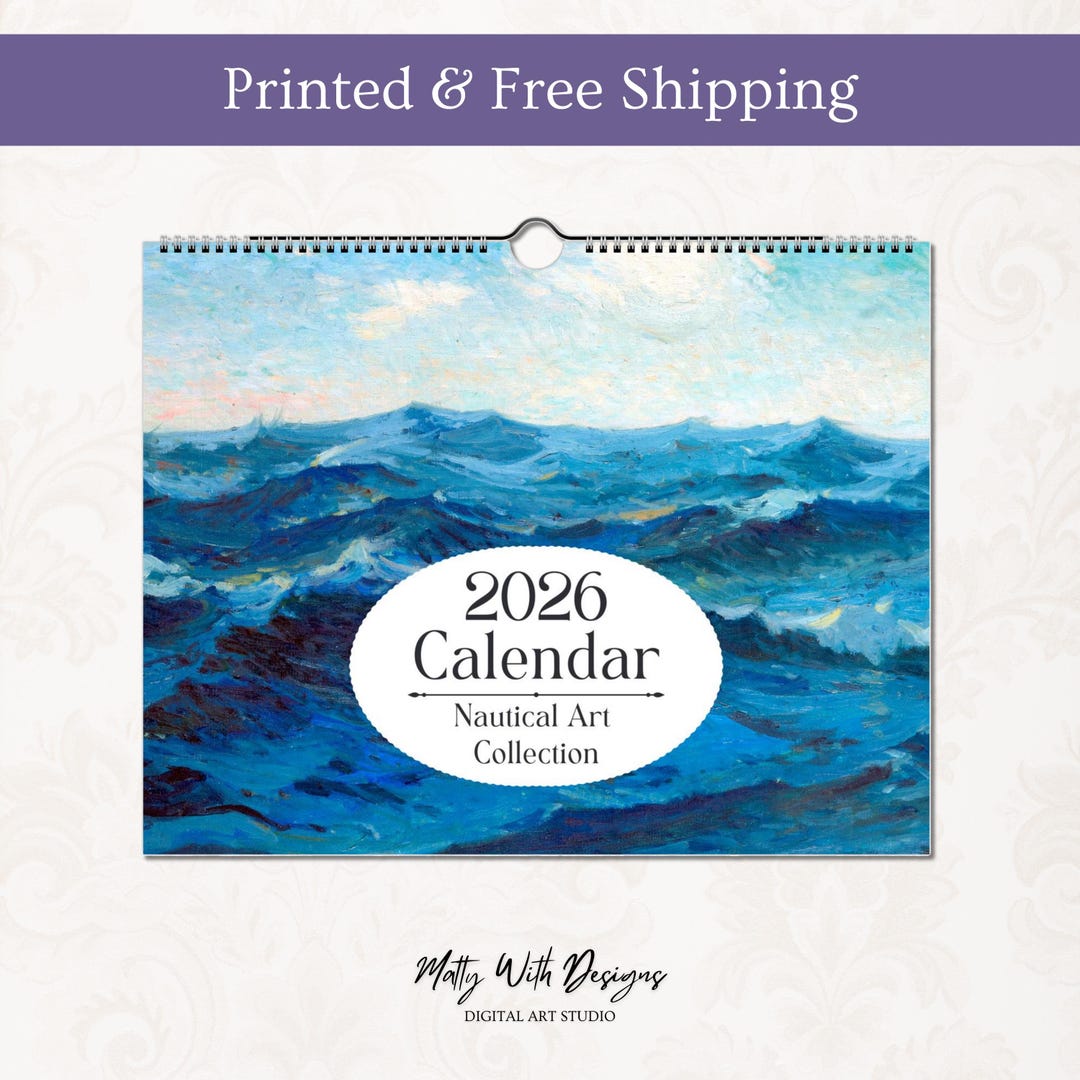 2026 Nautical Calendar, Classic Maritime Art, Naval & Beach Scenes ...
