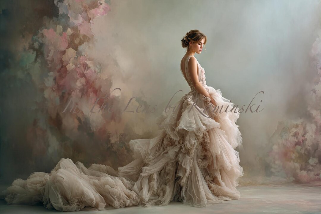 Floral Maternity Digital Backdrop, Fine Art Pregnancy Portrait Overlay ...
