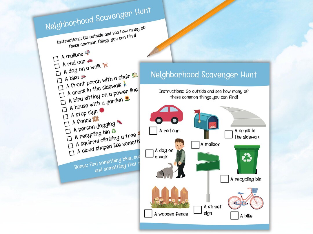 Printable Neighborhood Scavenger Hunt for Kids – Calm Outdoor Activity ...
