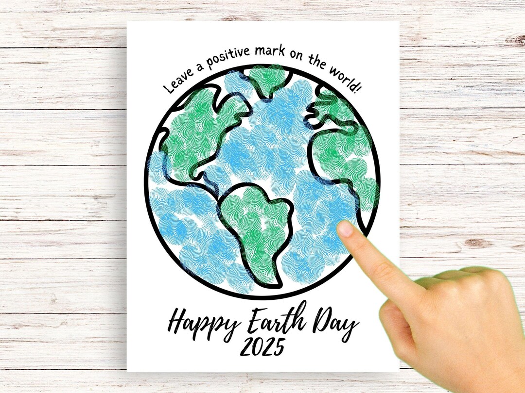 Earth Day Fingerprint Craft | Printable Activity for Kids | Paint or ...