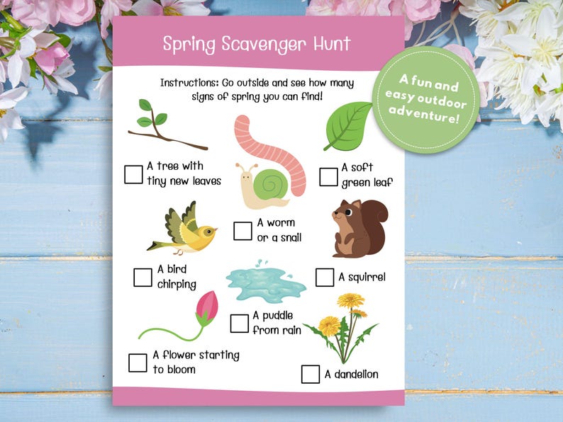 Printable Spring Scavenger Hunt for Kids – Outdoor Screen-free ...