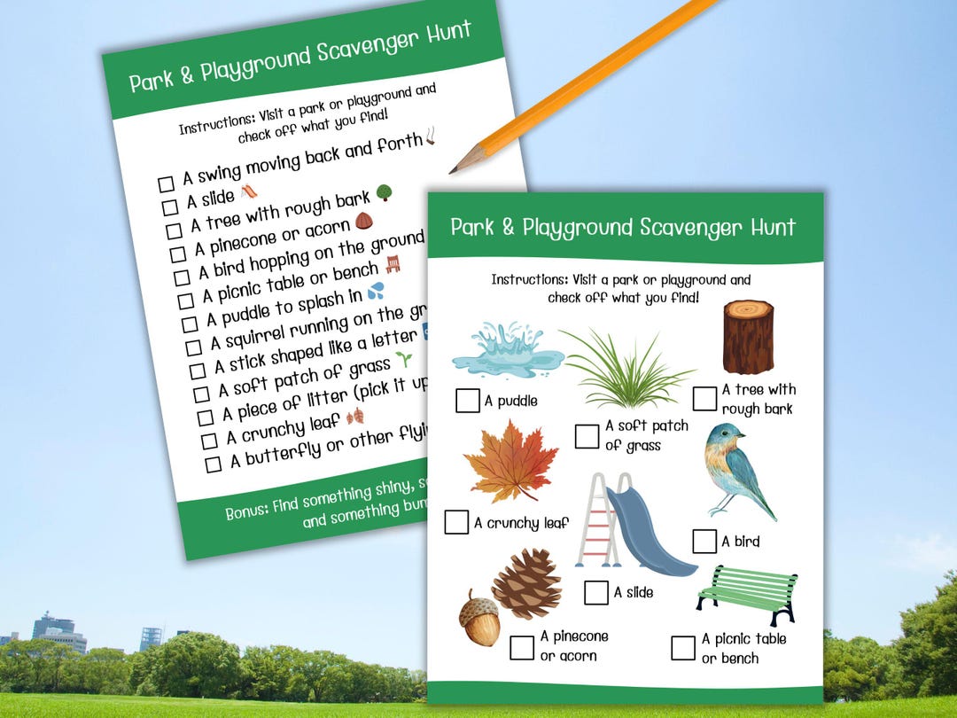 Printable Park Scavenger Hunt for Kids – Outdoor Screen-free Playground ...