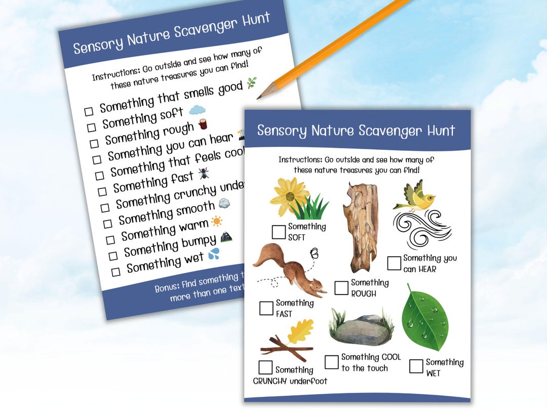 Printable Sensory Nature Scavenger Hunt for Kids – Calm Outdoor ...