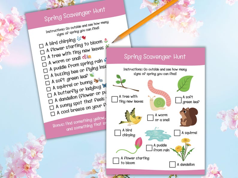 Printable Spring Scavenger Hunt for Kids – Outdoor Screen-free ...