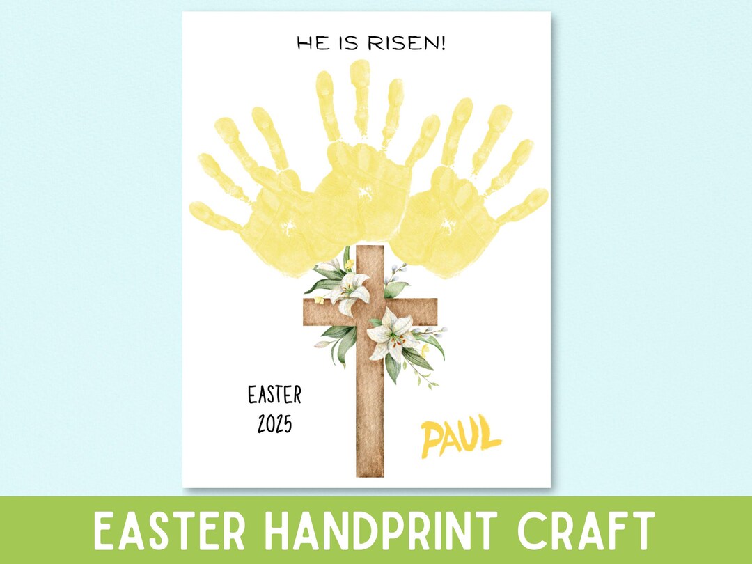 Easter Cross Handprint Craft Printable, Christian Kids Activity ...