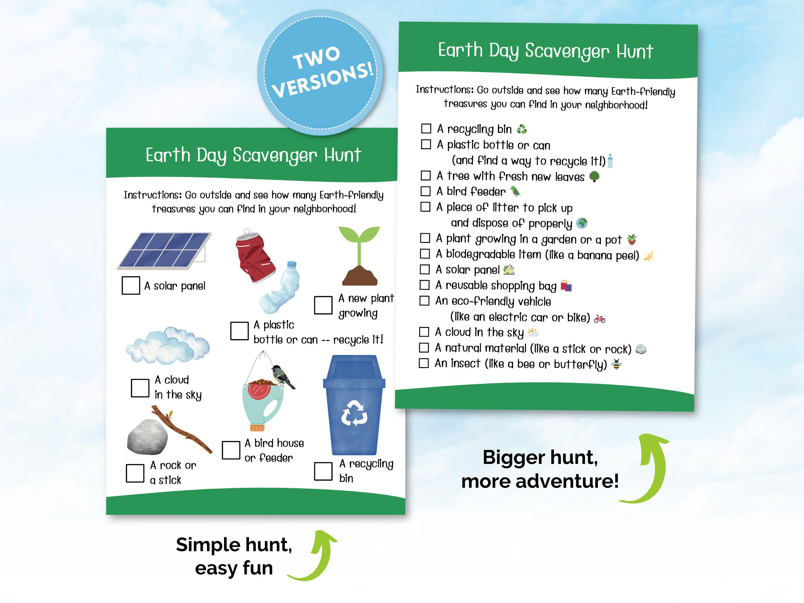 Printable Earth Day Scavenger Hunt for Kids – Outdoor Screen-free ...