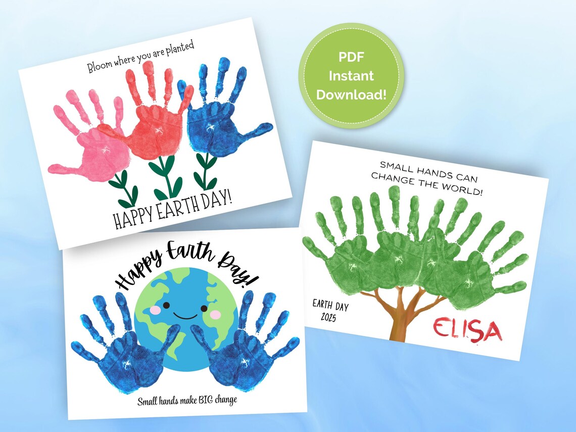 Earth Day Handprint Craft Bundle | Set of 3 Printable Activities for ...
