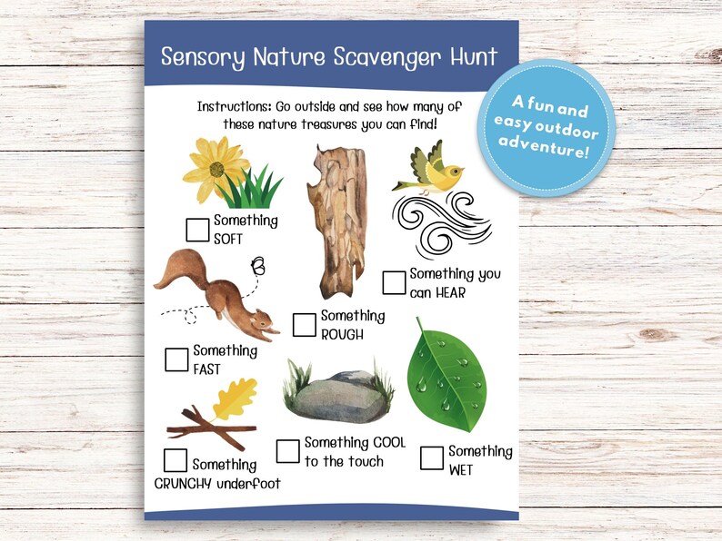 Printable Sensory Nature Scavenger Hunt for Kids – Calm Outdoor ...