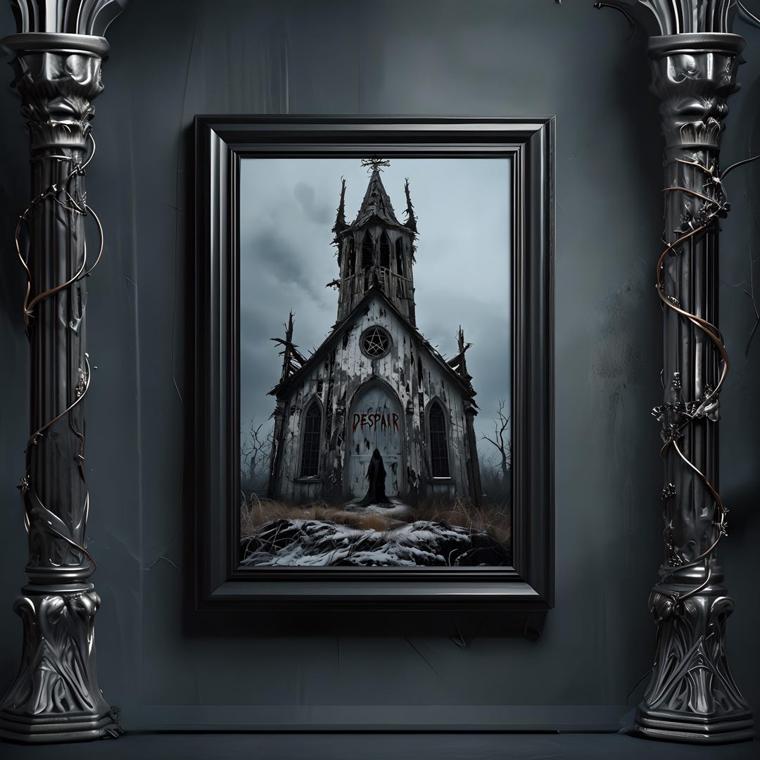 DIGITAL DOWNLOAD Abandoned Gothic Church, Haunted Horror Wall Art, Dark ...