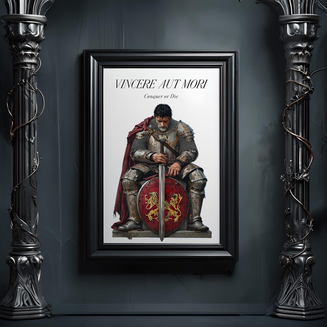 DIGITAL DOWNLOAD Medieval Knight Art, Warrior Motivation Print, Conquer ...