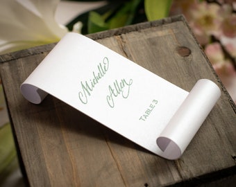 Calligraphy Scroll Name Place Cards on Handmade Paper Calligraphy Name ...