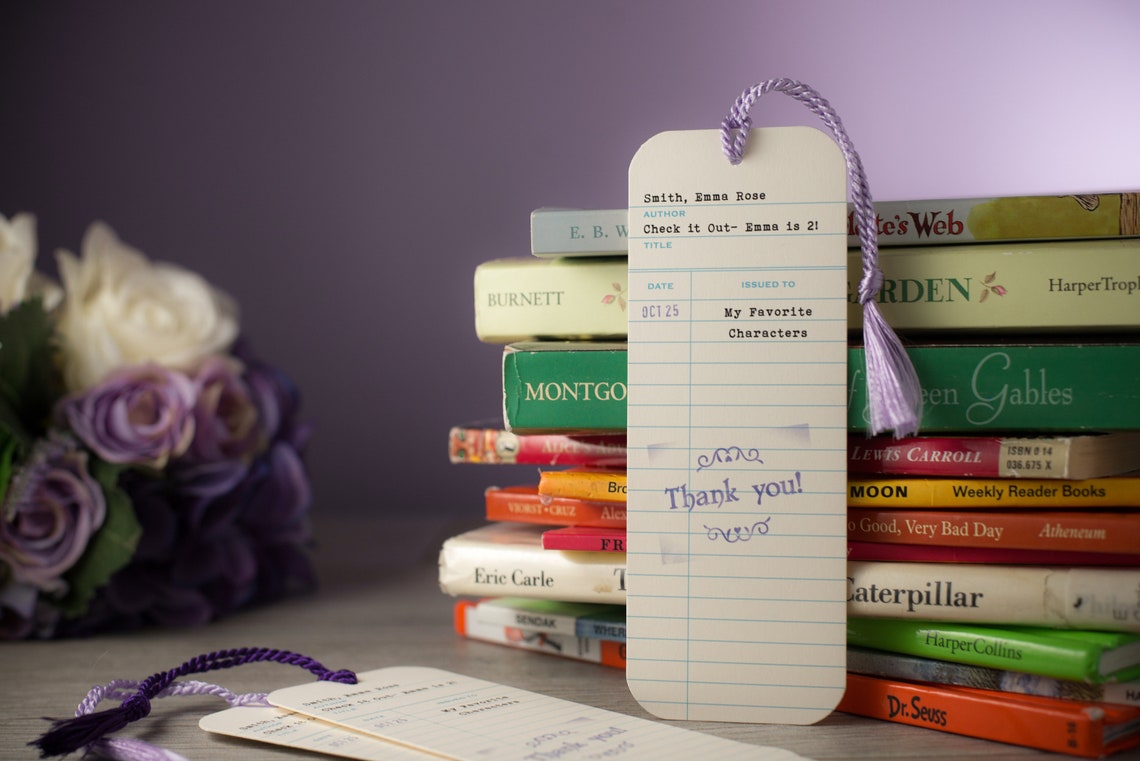 Personalized Library Check-out Card Birthday Party Bookmark - Etsy