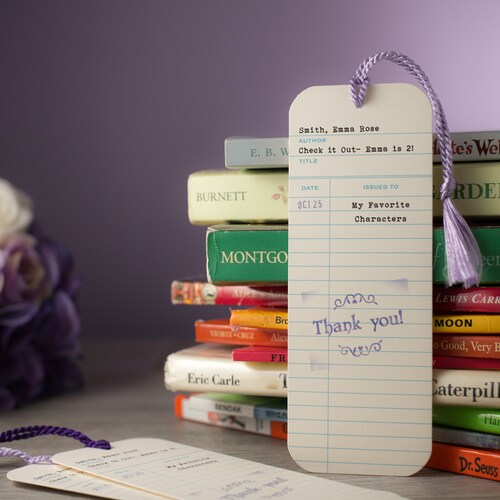 Personalized Library Check-out Card Birthday Party Bookmark - Etsy