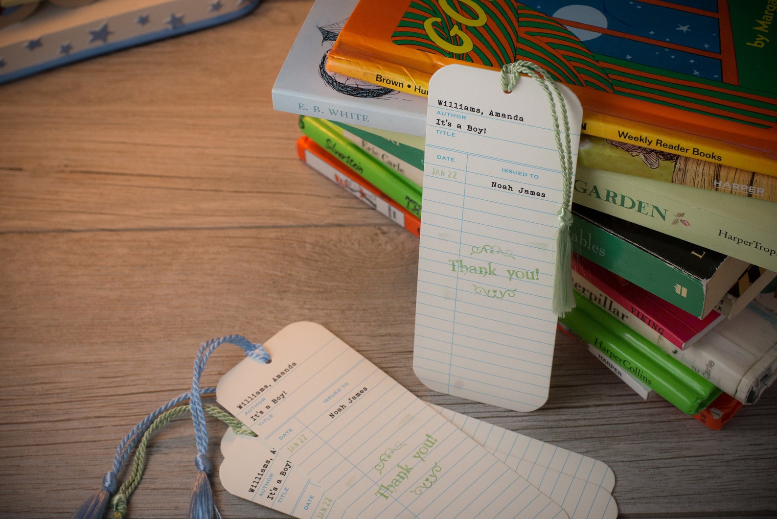 Personalized Library Check-out Card Baby Shower Bookmark - Etsy