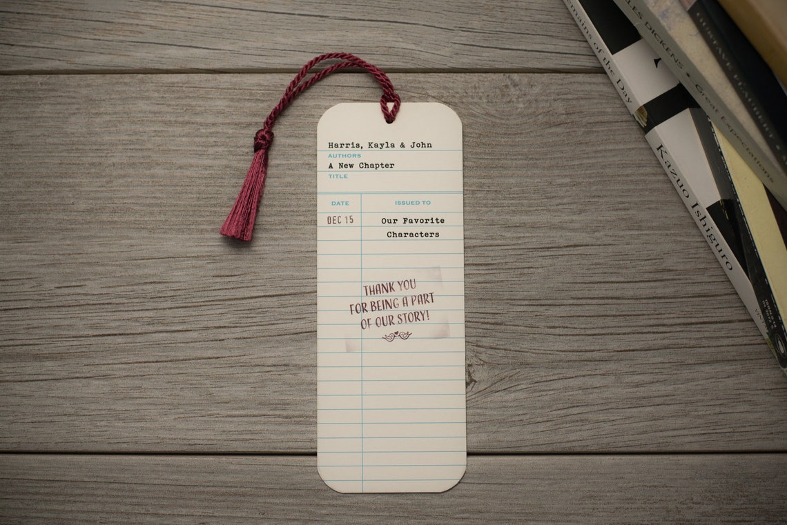 Personalized Library Check-out Card Wedding Bookmark Favors - Etsy