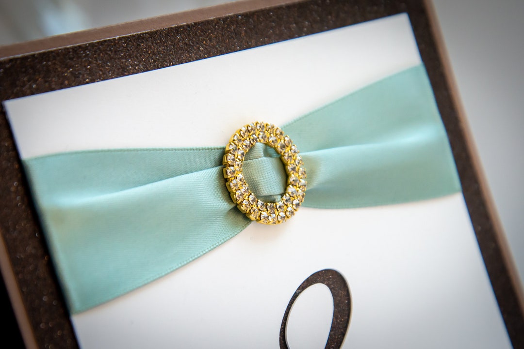 Triple-layered, Square, Personalized, Table Number Signs With Glitter ...