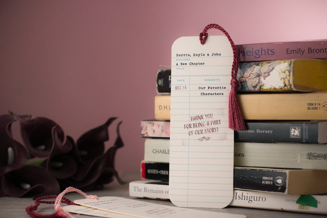 Personalized Library Check-out Card Wedding Bookmark Favors - Etsy