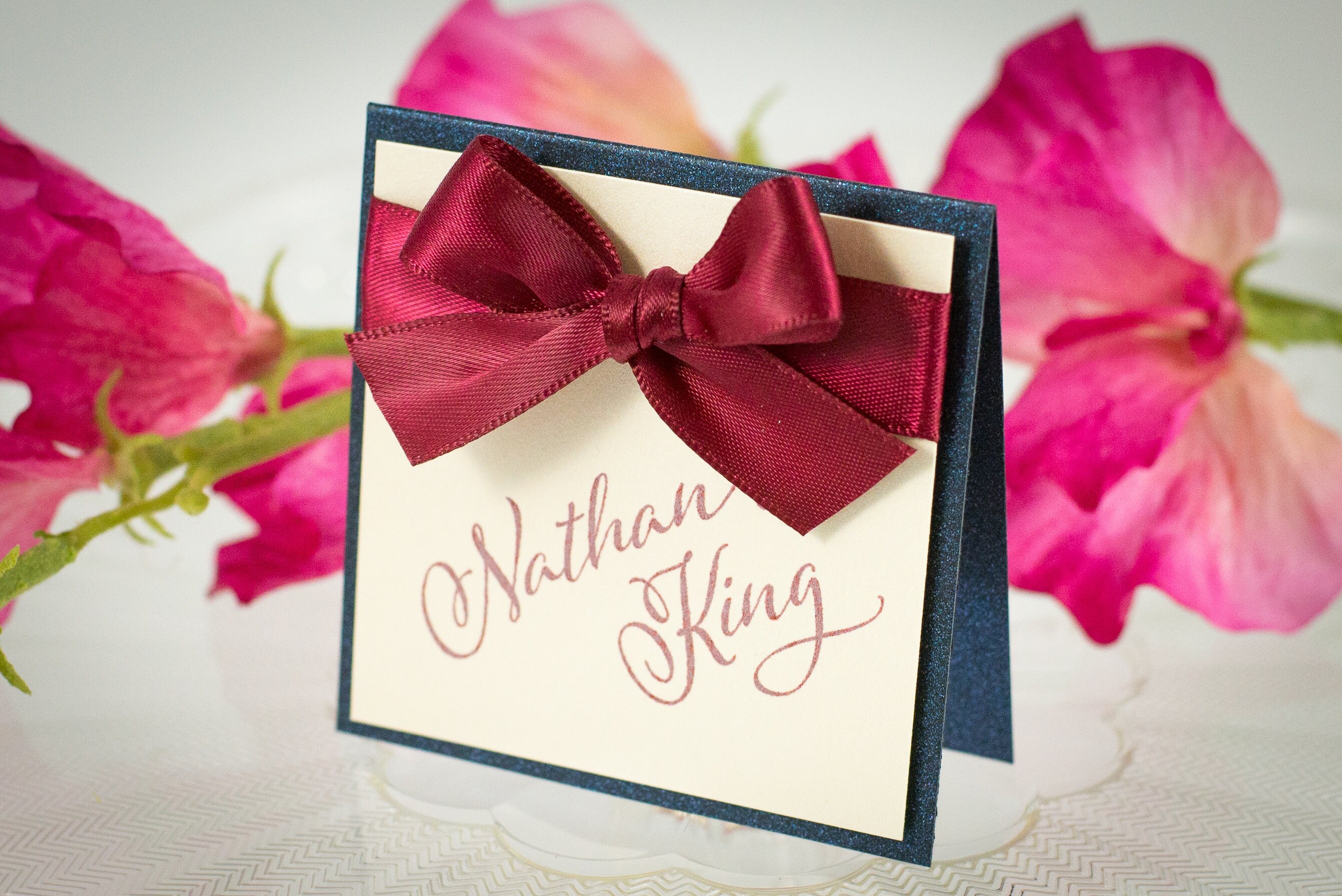 Square Place Cards With Bows | Etsy