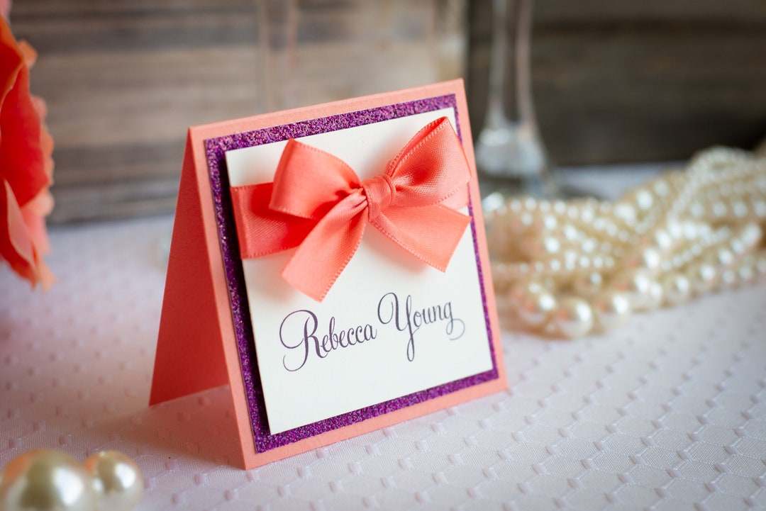 Square Place Cards With Bows - Etsy