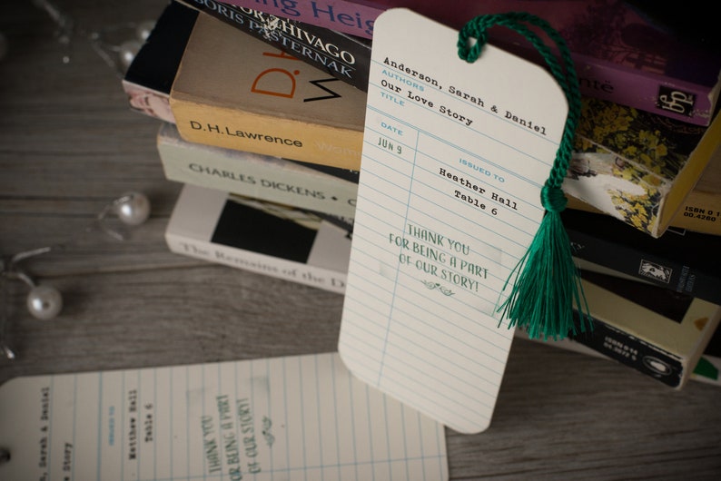 Personalized Library Check-out Card Wedding Bookmark Place - Etsy