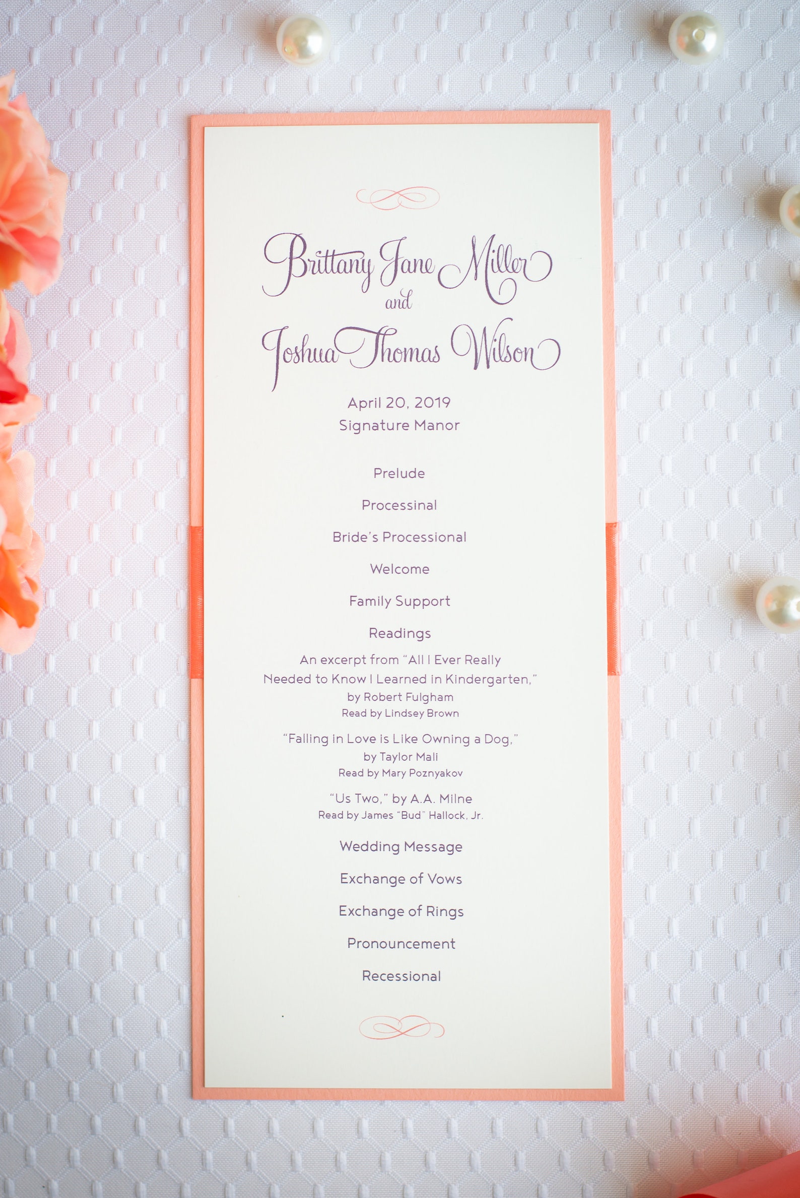 Mini Program Cards With Ribbon - Etsy