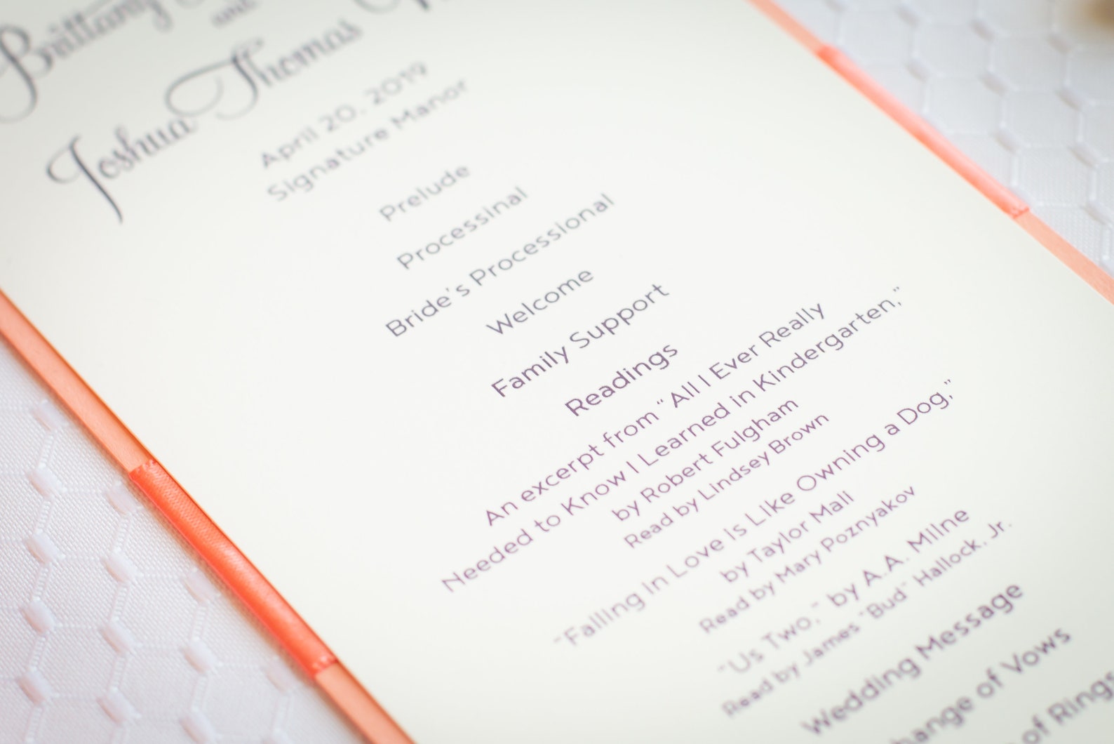 Mini Program Cards With Ribbon - Etsy