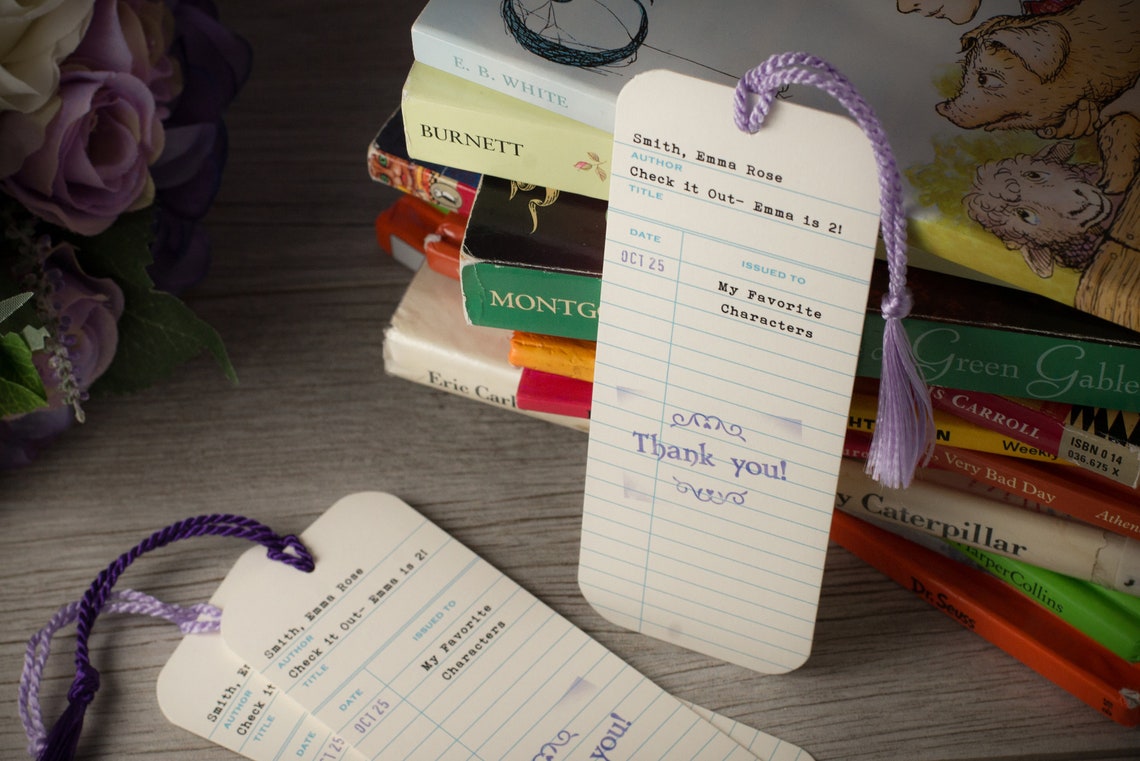 Personalized Library Check-out Card Birthday Party Bookmark - Etsy