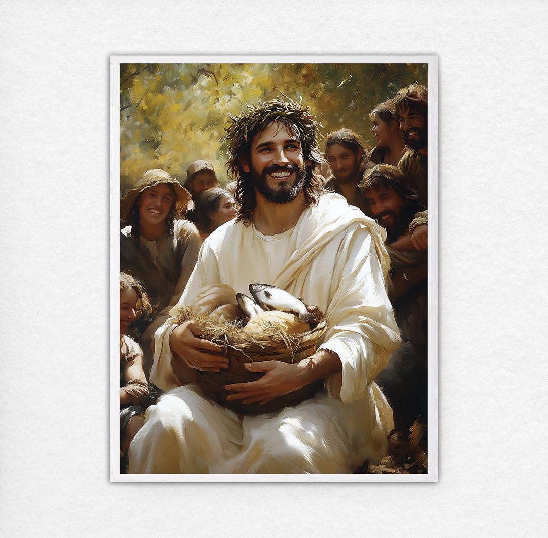Jesus Story | Five Loaves and Two Fishes | Jesus Oil Painting | the ...
