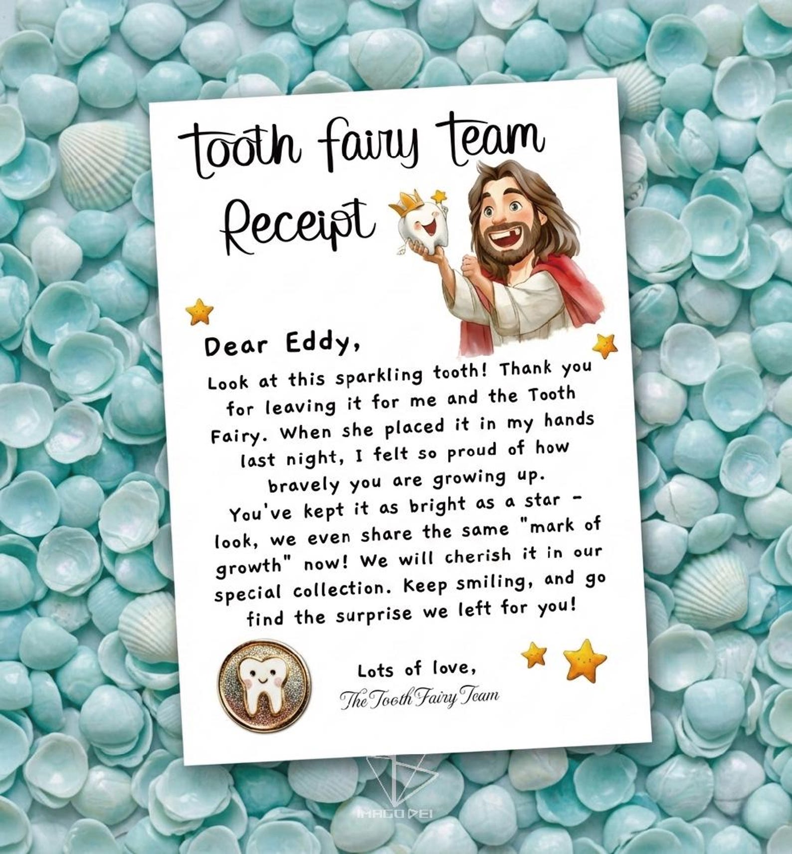 Jesus Tooth Fairy Team Letter, First-tooth Certificate, Christian Kids ...