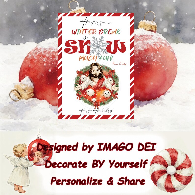 Jesus Christmas Pudding Card, Religious Holiday Art, Christian Xmas ...