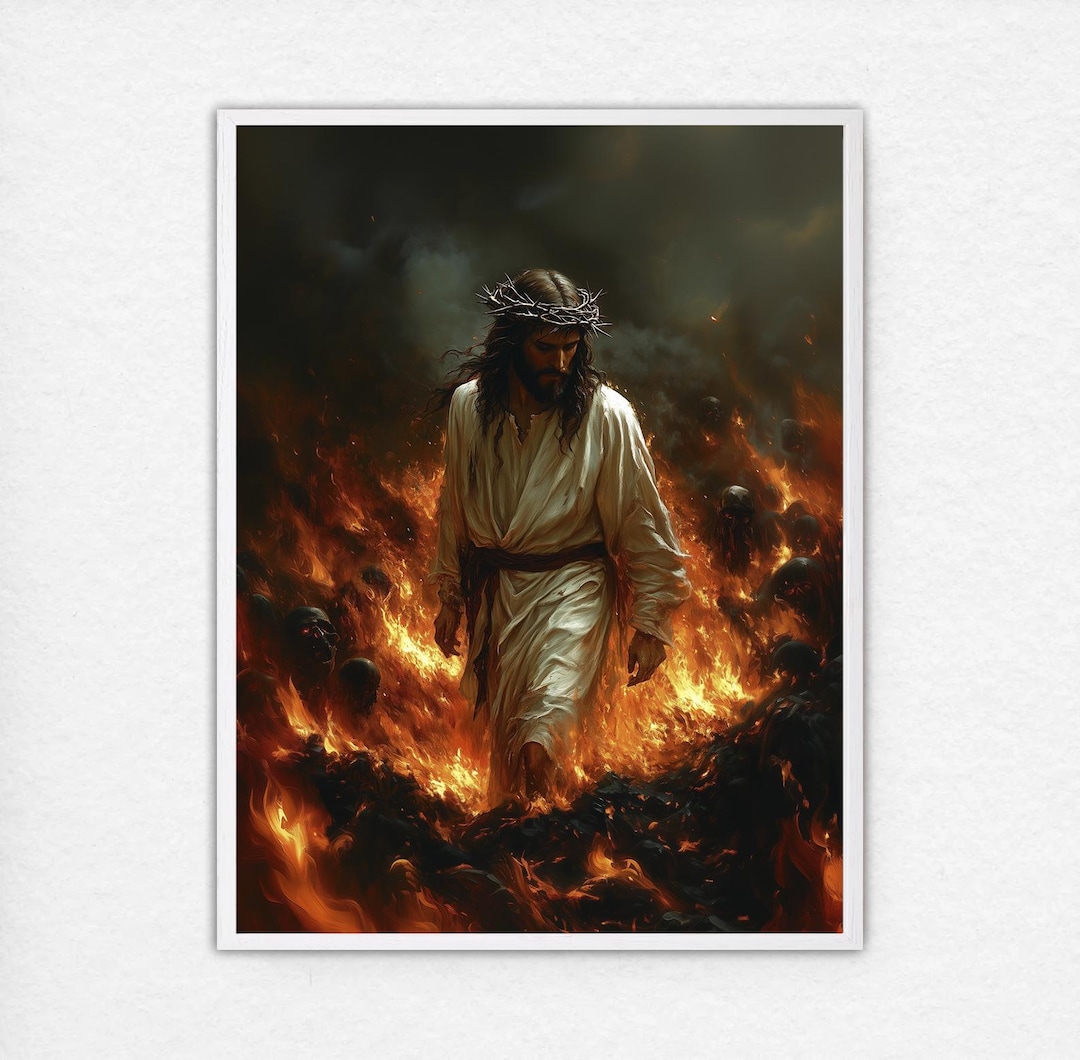 Jesus in Hell Painting, Harrowing of Hell Art, Victorious Christ ...