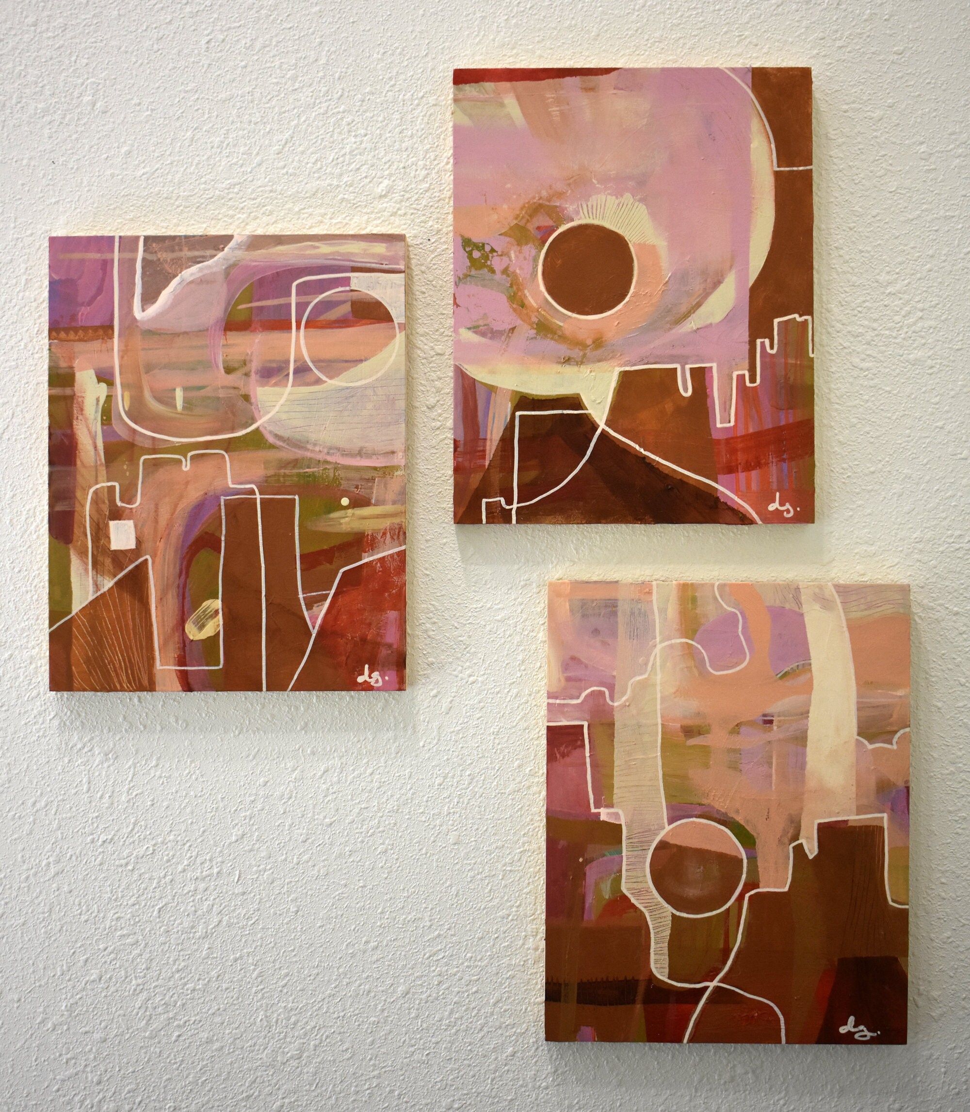 Southwestern Style Abstract Painting Pink Red Brown Beige Desertscape ...