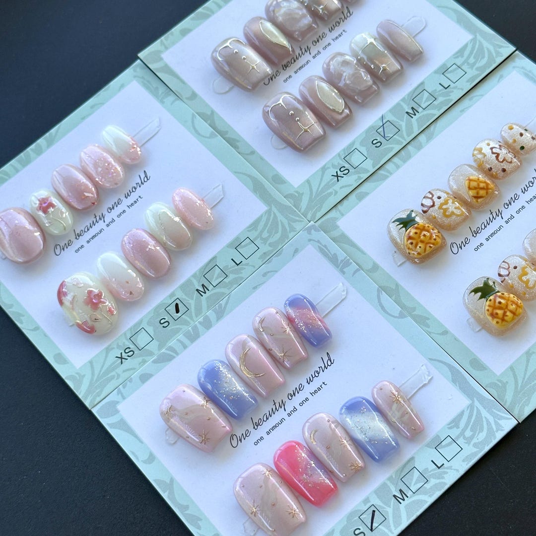 Handmade Colorful Short Press on Nails: Fun Design - Size S - Etsy