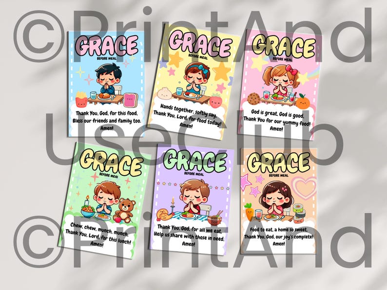 Kids Grace Prayer Cards – Printable Mealtime Blessings | Christian ...