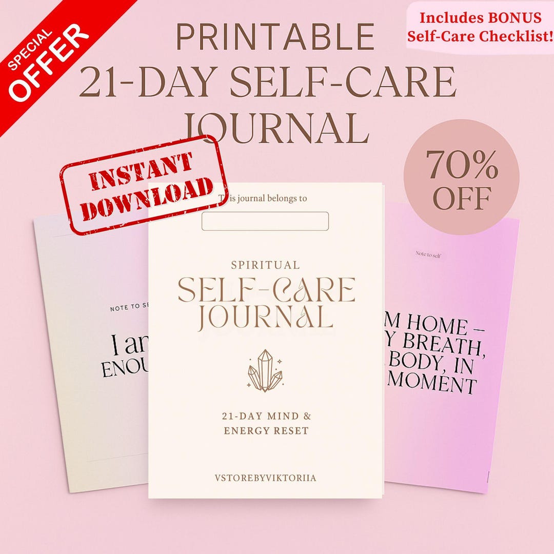 Self Care Journal + BONUS Checklist | Printable Wellness Planner PDF ...