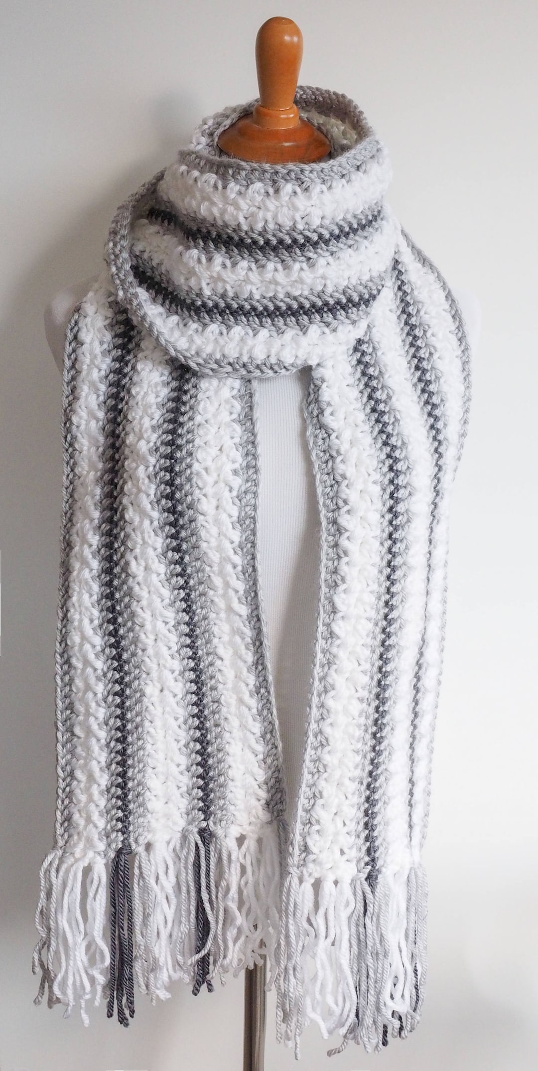 Chunky Yarn Scarf Crochet Pattern | Striped Scarf Pattern | Women's ...