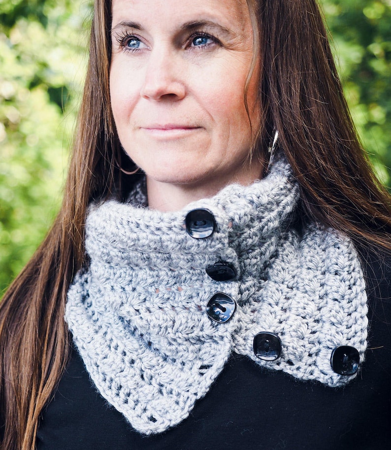 Easy Cowl Crochet Pattern Button Down Crochet Scarf Neck - Etsy