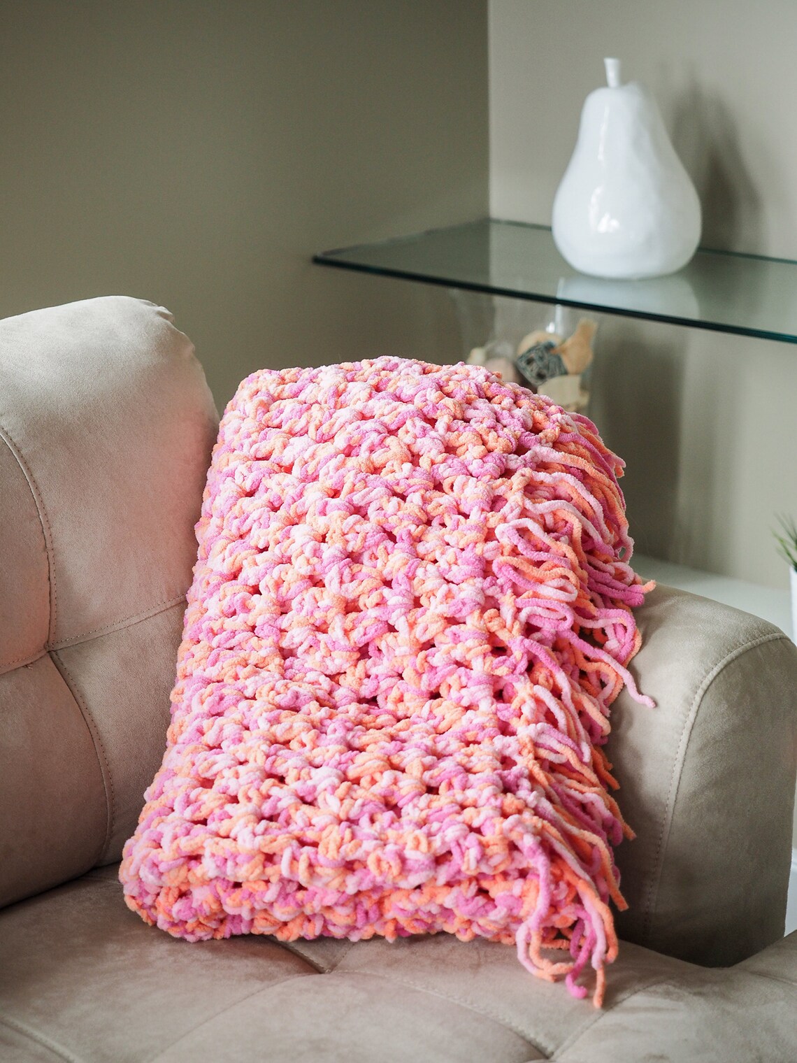 Easy Blanket Crochet Pattern Chunky Afghan Crochet Pattern | Etsy