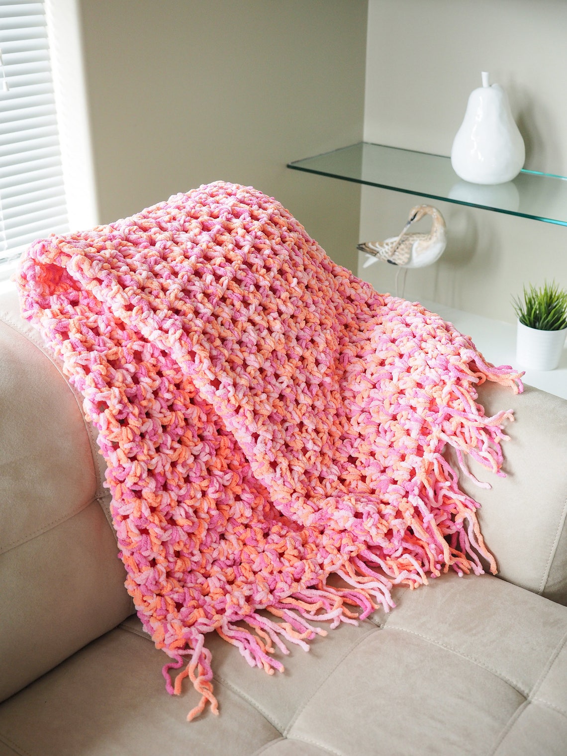 Easy Blanket Crochet Pattern Chunky Afghan Crochet Pattern | Etsy