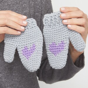 Kid's Heart Mittens | Crochet Pattern | Crochet Heart Mittens | Crochet ...