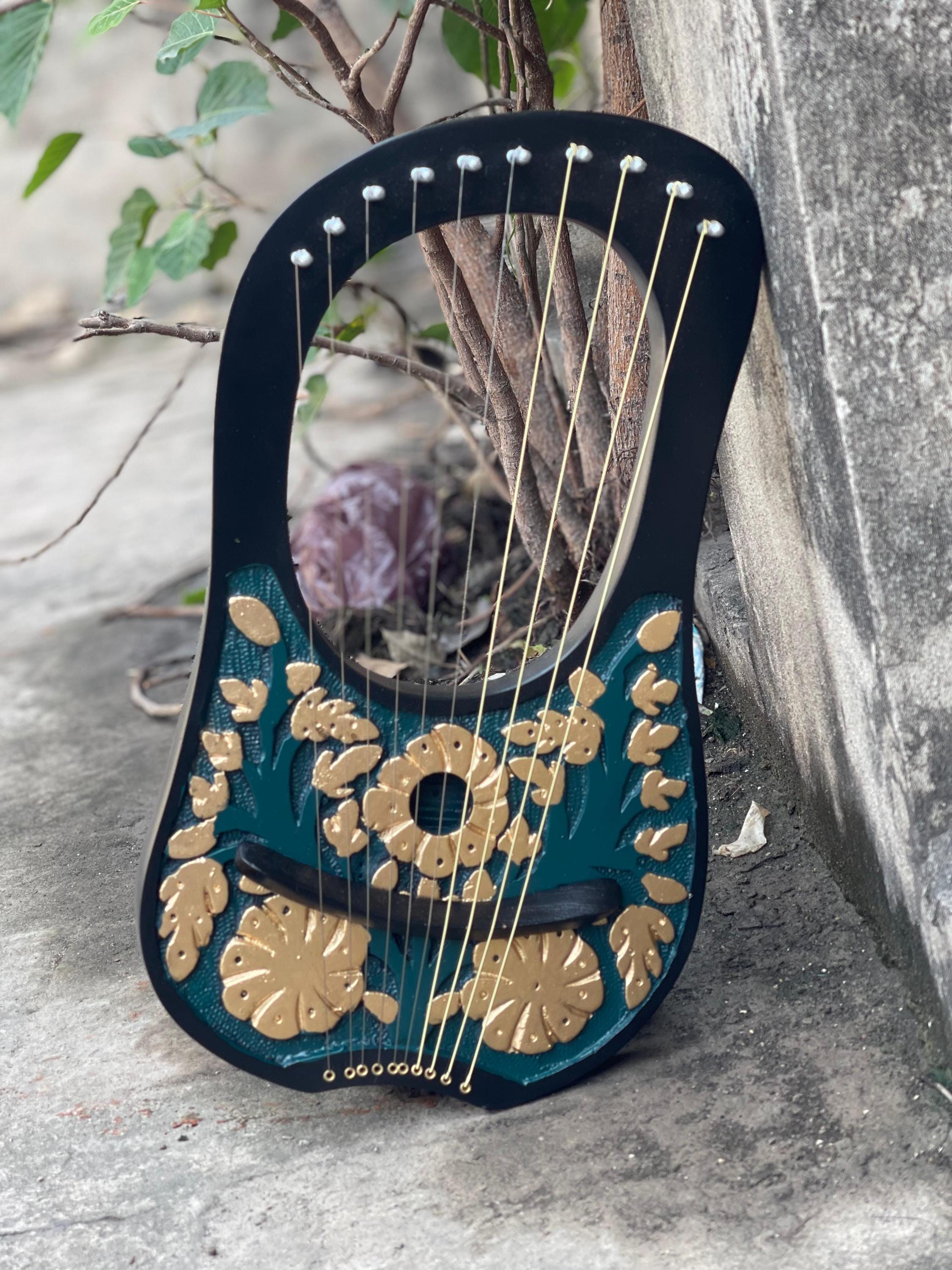 Handmade Lyre Harp 10-string Floral Design Rosewood Celtic Harp With ...